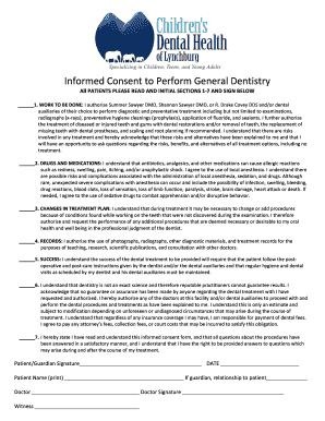 Fillable Online Informed Consent to Perform General Dentistry Fax Email ...