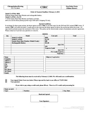 Fillable Online BChicagoIndoorRowingb CIRC 3127310441 Erg Order Form ...