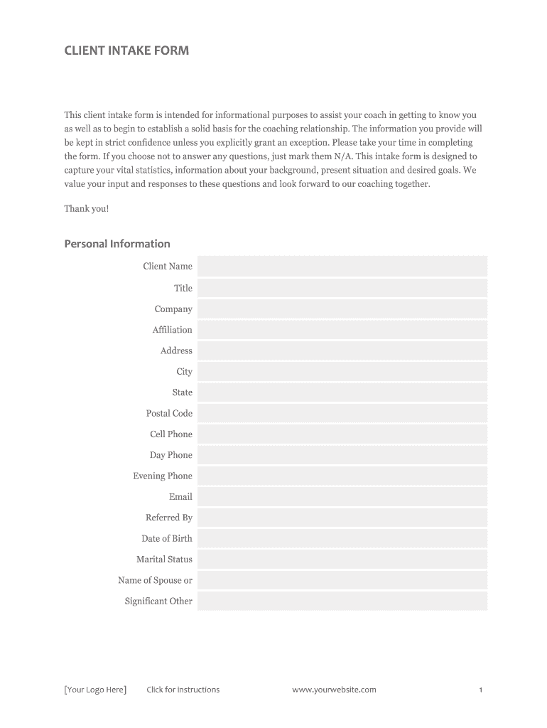 Fillable Online CLIENT INTAKE FORM - Seven Stones Fax Email Print ...