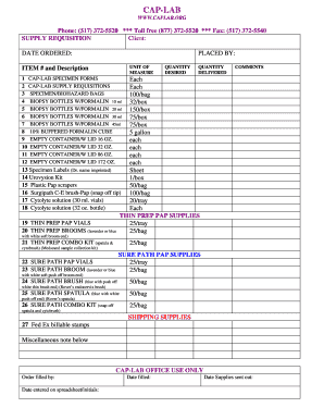 Fillable Online caplab Supply requisition - Cap-Lab Fax Email Print ...