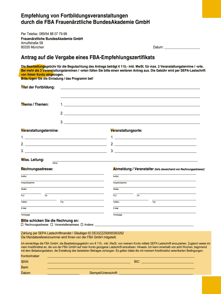 Fillable Online fba Antrag auf die Vergabe eines FBA ...