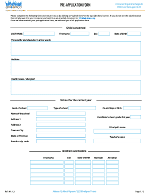 Fillable Online adolesco NA1.3 Pre-application form 2016 - Adolesco Fax ...