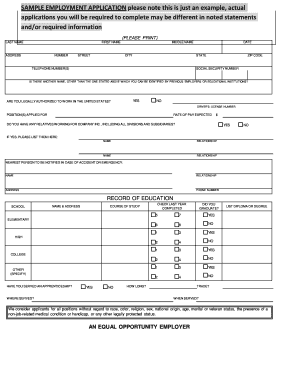 Fillable Online Sample Employment Application - Career Thinker Fax ...