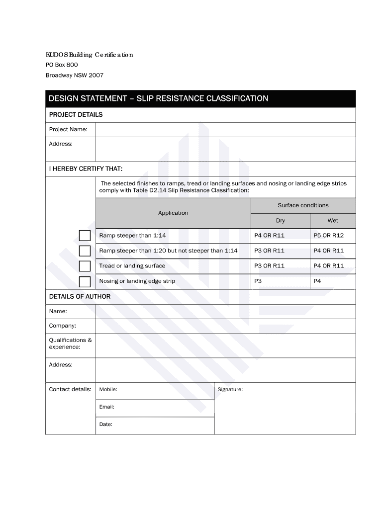 Slip Resistance Certification - Blank Fillable Template | Fill Out ...