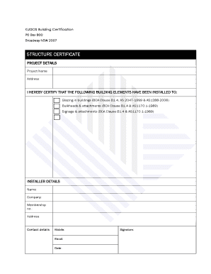 Fillable Online STRUCTURE CERTIFICATE - KUDOS Building Certification ...