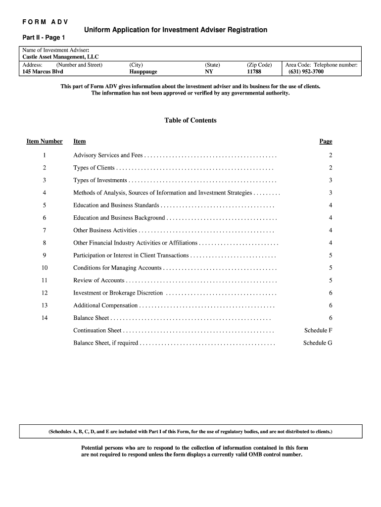 Fillable Online ACN Form ADV - Part II Fax Email Print - pdfFiller