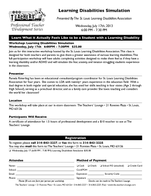 Fillable Online Learning Disabilities Simulation - bTheb bTeachersb039 ...