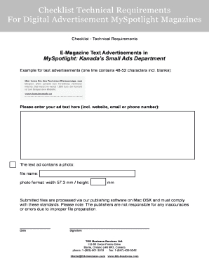 Fillable Online E-Magazine Text Advertisements in MySpotlight Kanada039s Fax Email Print - pdfFiller