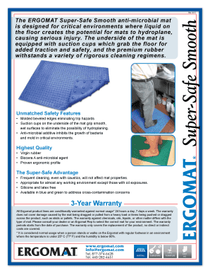 Fillable Online Super-Safe Smooth Mat Spec Sheet - Ergomat.com Fax Email Print - pdfFiller