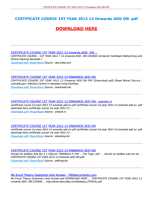 Fillable Online pdfcrop CERTIFICATE COURSE 1ST YEAR 2012 13 ONWARDS ADD ...