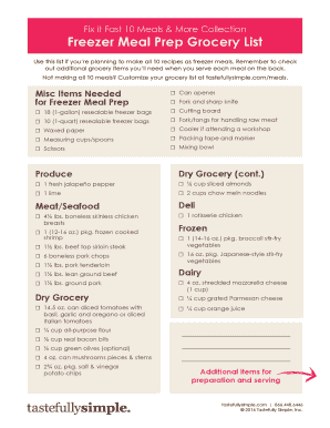 Fillable Online Fix it Fast 10 Meals & More Collection Fax Email Print ...