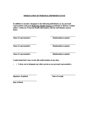 Fillable Online DESIGNATION OF PERSONAL REPRESENTATIVE Fax Email Print ...