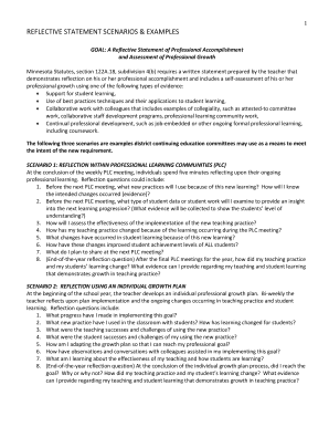 Fillable Online REFLECTIVE STATEMENT SCENARIOS & EXAMPLES Fax Email ...