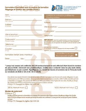 Fillable Online ftgq qc Formulaire dinscription pour le module de Fax ...