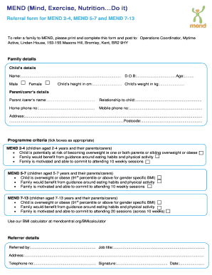 Fillable Online mendcentral MEND (Mind, Exercise, NutritionDo it ...