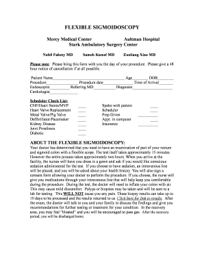 Fillable Online FLEXIBLE SIGMOIDOSCOPY - bghscantonbbcomb Fax Email ...
