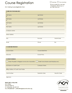 Fillable Online niagaraconstruction Course Registration - Niagara Construction Fax Email Print ...