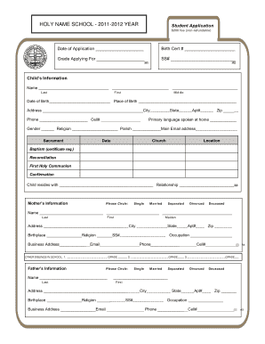 Fillable Online Grade Applying For A1 Child s Information Name Last ...