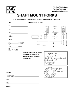 Fillable Online Shaft Fork Spec Sheet Shaft Fork Spec Sheet Fax Email ...