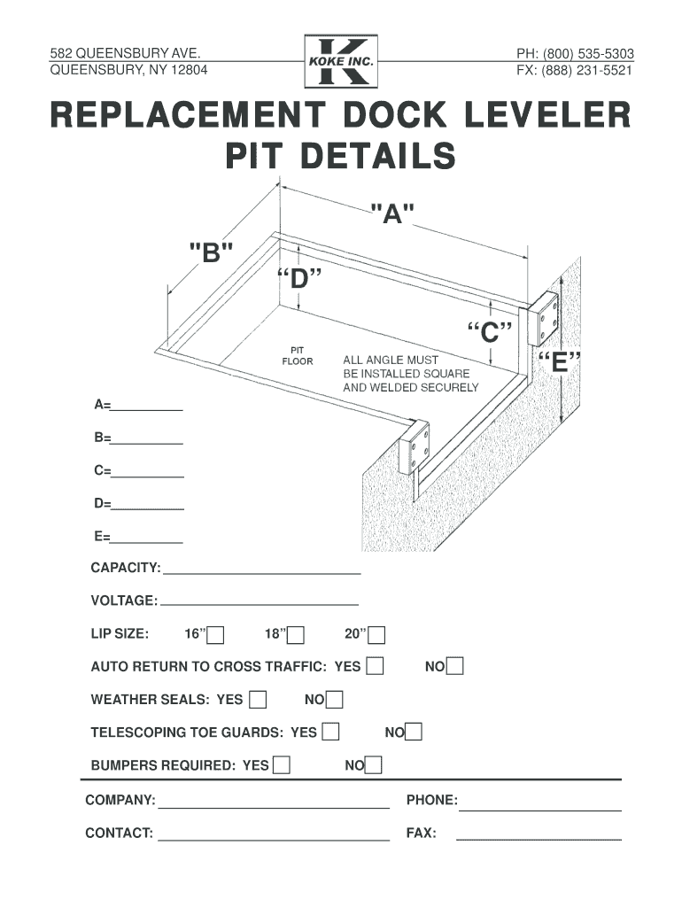 Fillable Online Dock Leveler Replacement Spec Sheet Dock Leveler ...