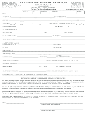 Fillable Online Patient Registration Information - Cardiovascular Consultants of ... Fax Email ...