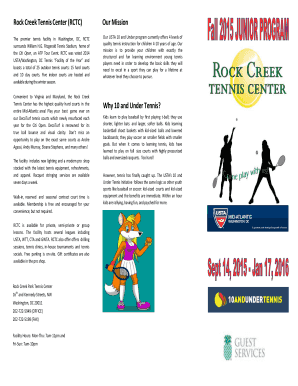 Fillable Online Fall Junior Tennis Program at Rock Creek Tennis Center ...