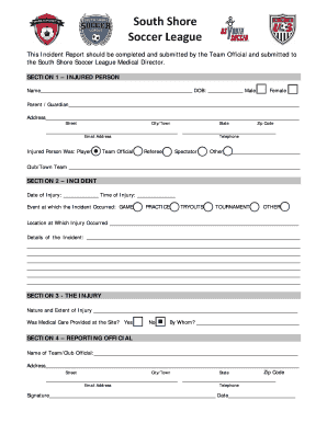 Fillable Online Mass Youth Soccer Incident Report Fax Email Print ...