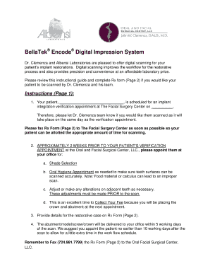 Fillable Online BellaTek Encode Digital Impression System - Oral and ...