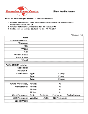 Fillable Online Client Profile Survey-Bramalea Fax Email Print - pdfFiller