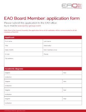 Fillable Online eao BEAOb Board Member application form Fax Email Print ...