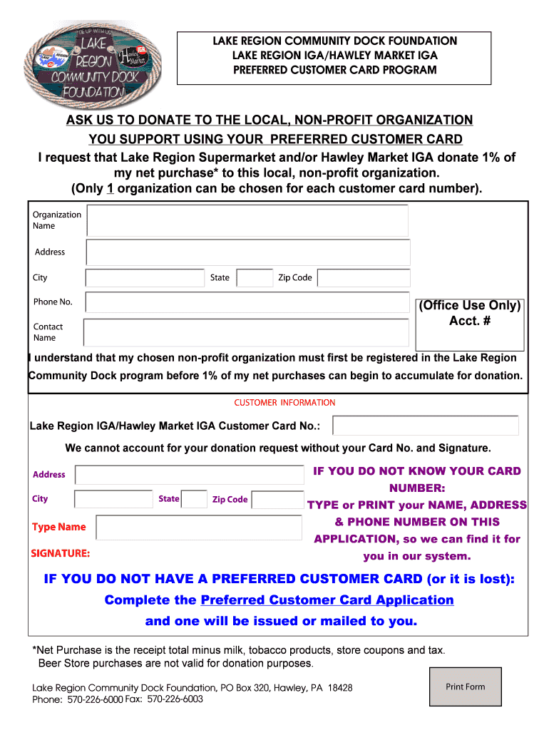 Fillable Online IGA Dock Program Customer Registration Fax Email Print - pdfFiller