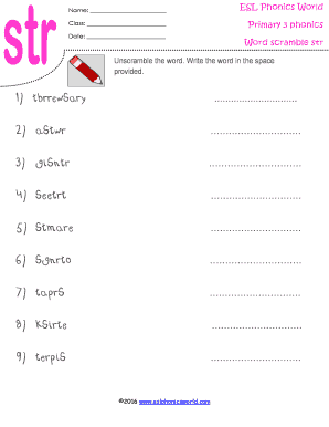 Fillable Online ESL Phonics World Name: Primary 3 phonics Class: Date ...