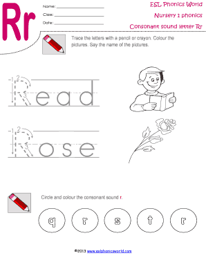 Fillable Online Consonant sound letter-r worksheet 19.pdf - ESL Phonics ...