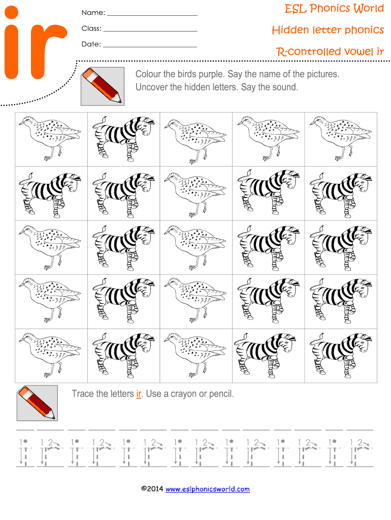 Fillable Online Name: Class: Date: ESL Phonics World Hidden letter ...