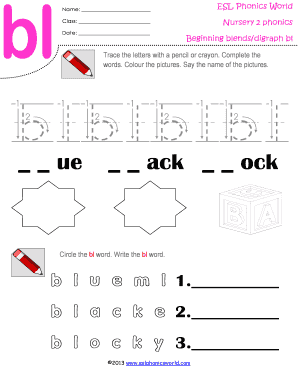 Fillable Online ESL Phonics World Name: Nursery 2 phonics Class: Date ...
