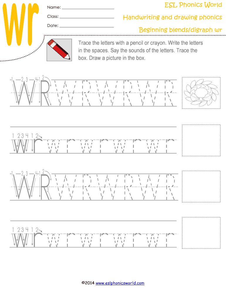 Fillable Online ESL Phonics World Name: Class: Date: Handwriting and ...