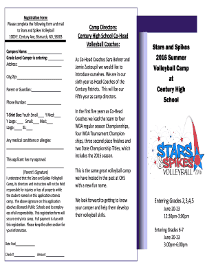 Fillable Online horizon bismarckschools CHS VB Camp Brochure grades 2 ...