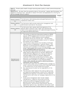 Fillable Online Attachment III: Work Plan Example Fax Email Print ...