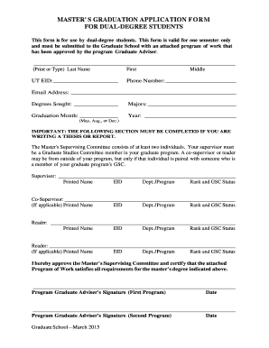 Fillable Online Master39 s graduation bapplicationb form for dual-degree students Fax Email ...