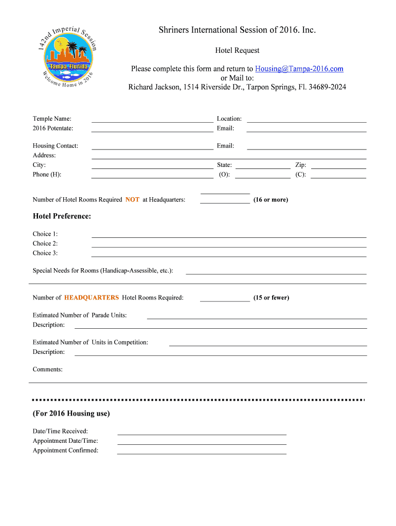 Fillable Online #1 2016 Hotel request form R1 4 .doc Fax Email Print ...
