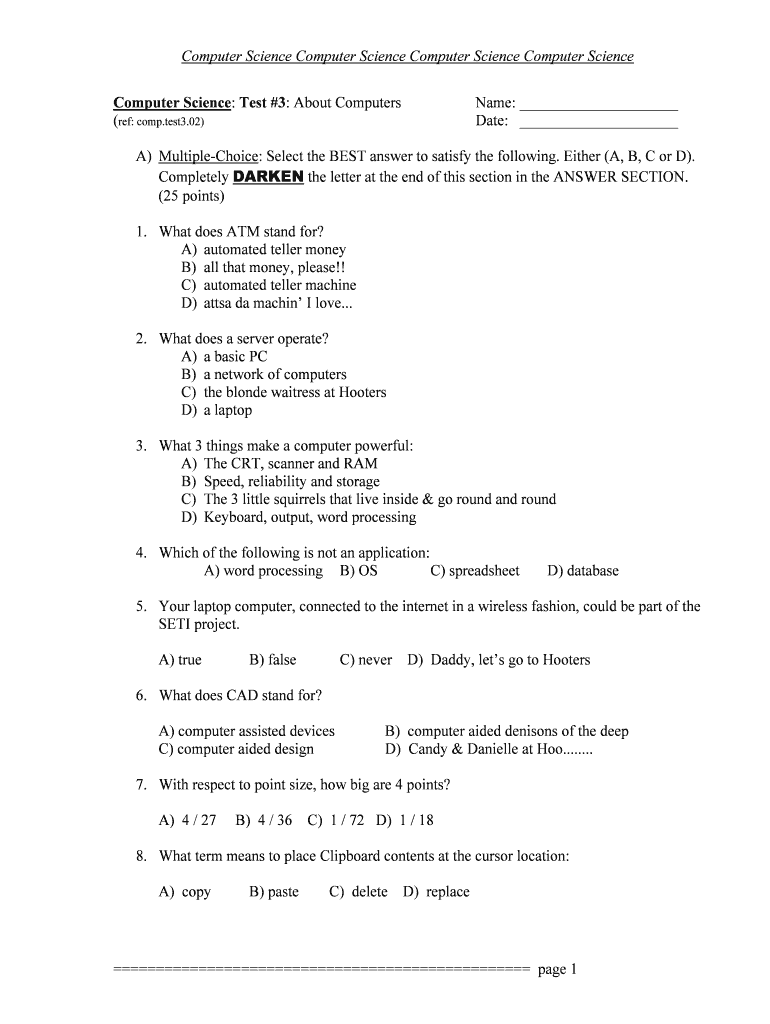Fillable Online Computer Science Computer Science Computer Science ...