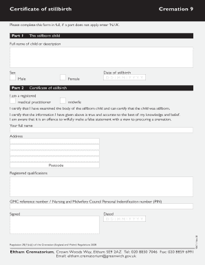 Fillable Online royalgreenwich gov Certificate of stillbirth Fax Email ...