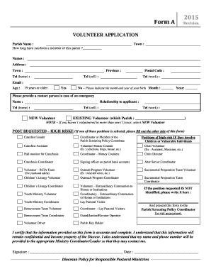 Fillable Online FORM A - Volunteer Application Form Fax Email Print ...