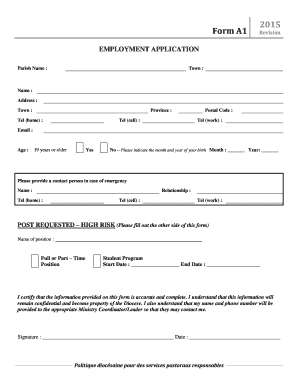 Fillable Online FORM A1 - Employment Application Form Fax Email Print - pdfFiller