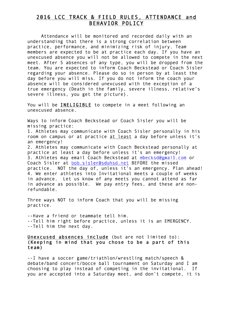 Fillable Online lcctrackandfield 2016 LCC TRACK amp FIELD RULES ...