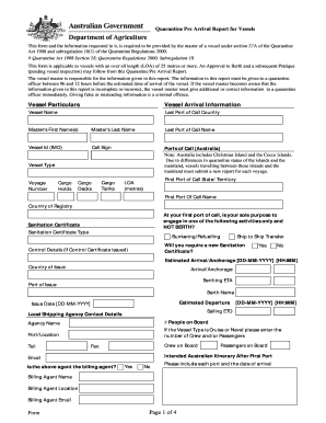 Fillable Online Quarantine Pre-Arrival Report - Fremantle Customs ...