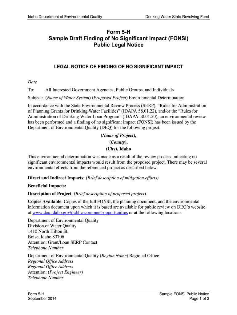 Fillable Online deq idaho Form 5-G Fax Email Print - pdfFiller