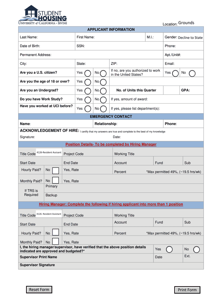 Fillable Online vcsa uci Grounds Reset Form Print Form Fax Email Print - pdfFiller
