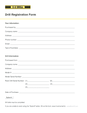 Fillable Online Drill Registration Form - Dowel Drilling Machine E-Z ...