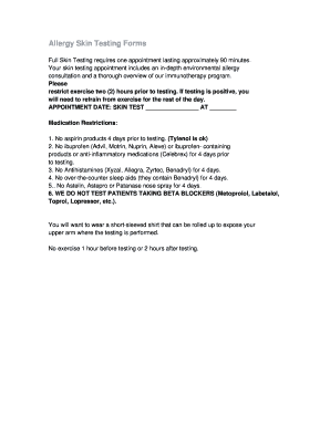 Fillable Online Allergy Skin Testing Forms - ENT Physician Fax Email ...